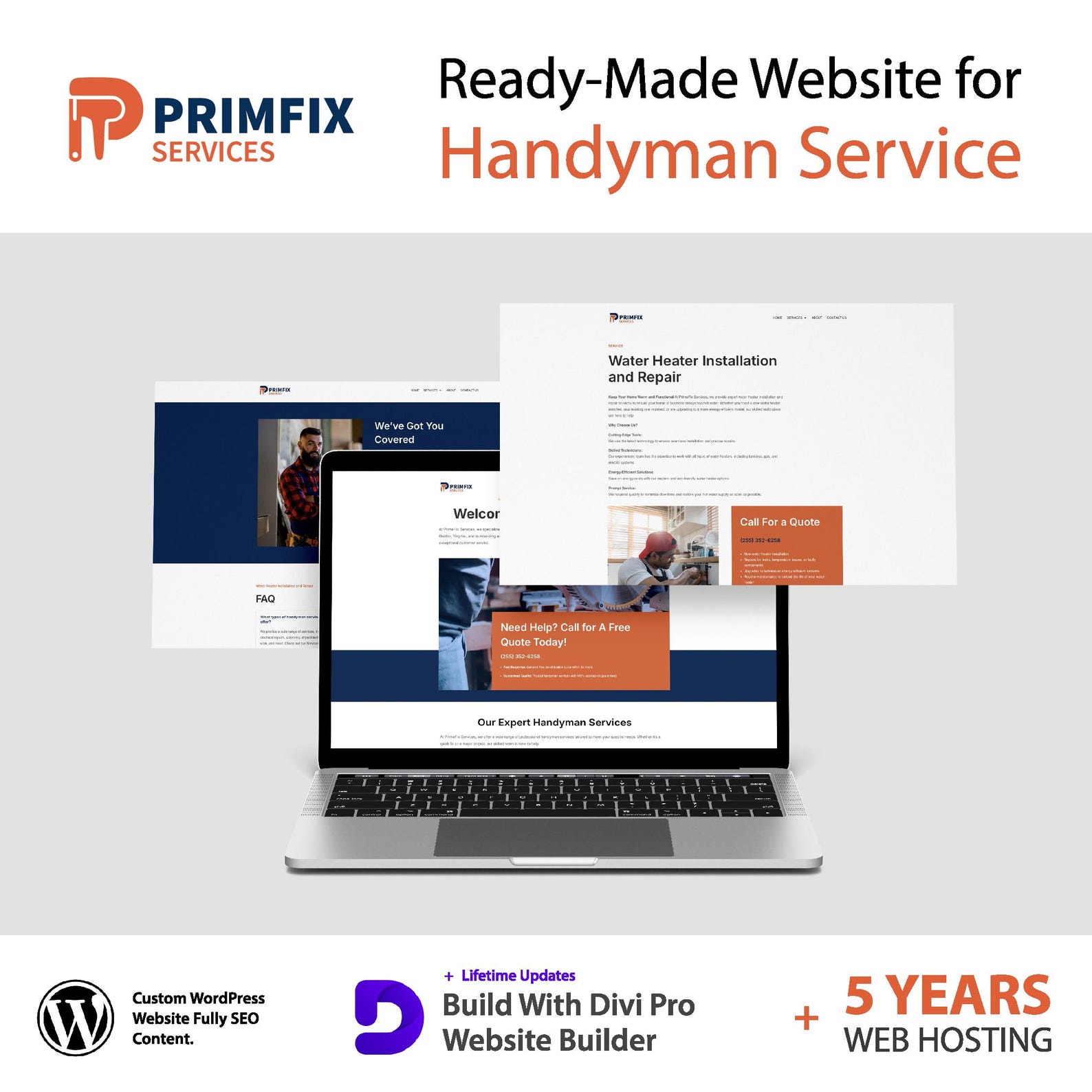 Ready-to-launch Handyman Service Website Template – Free Domain ...
