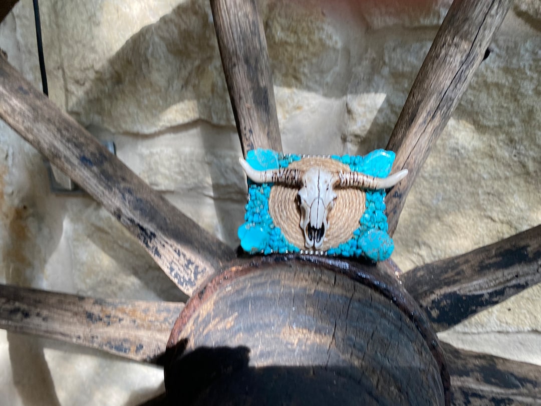 Rope & Steer Turquoise Stone Buckle - Etsy