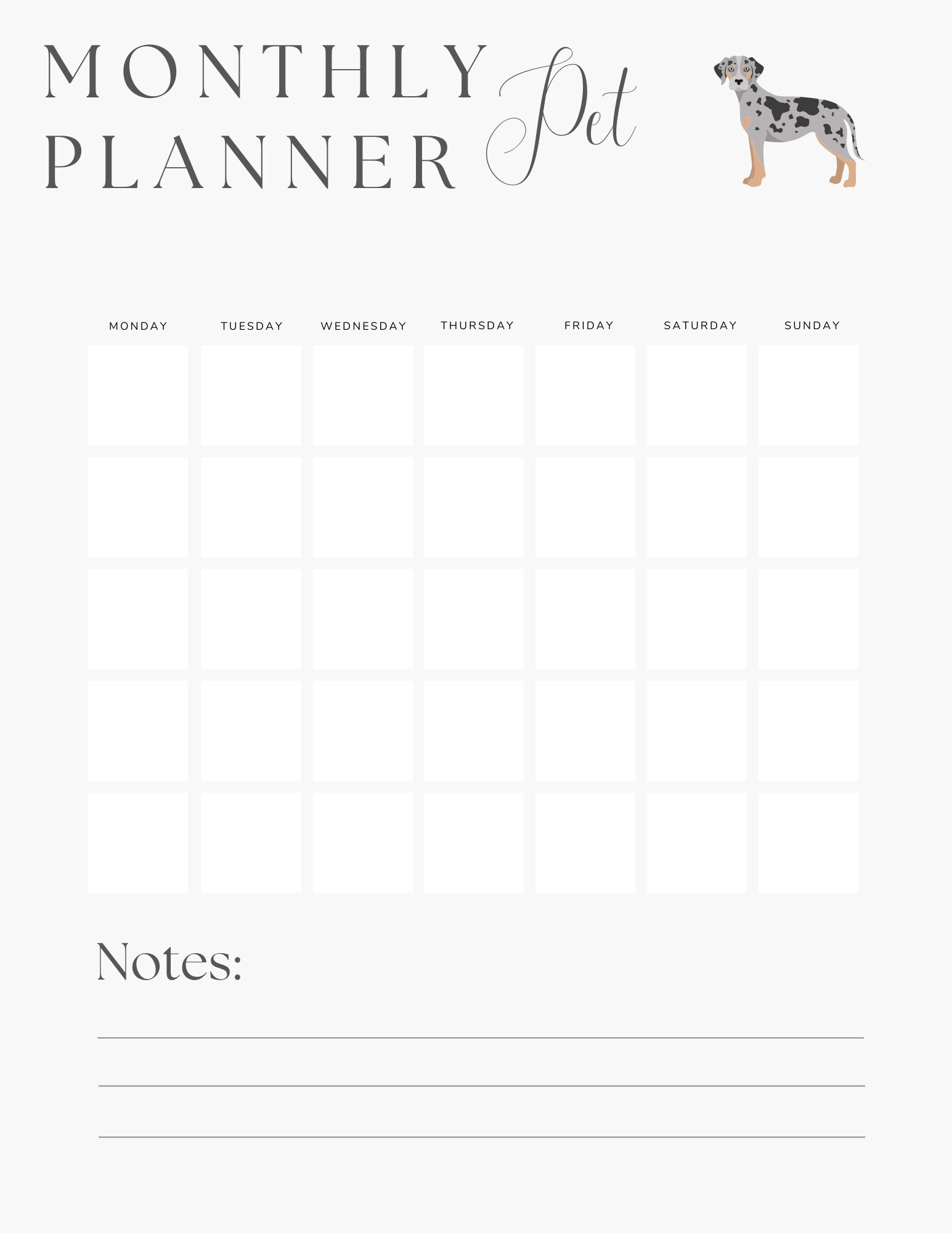 Pet Monthly Planner, Printable Pet Planner, Fillable Pet Planner, Pet ...