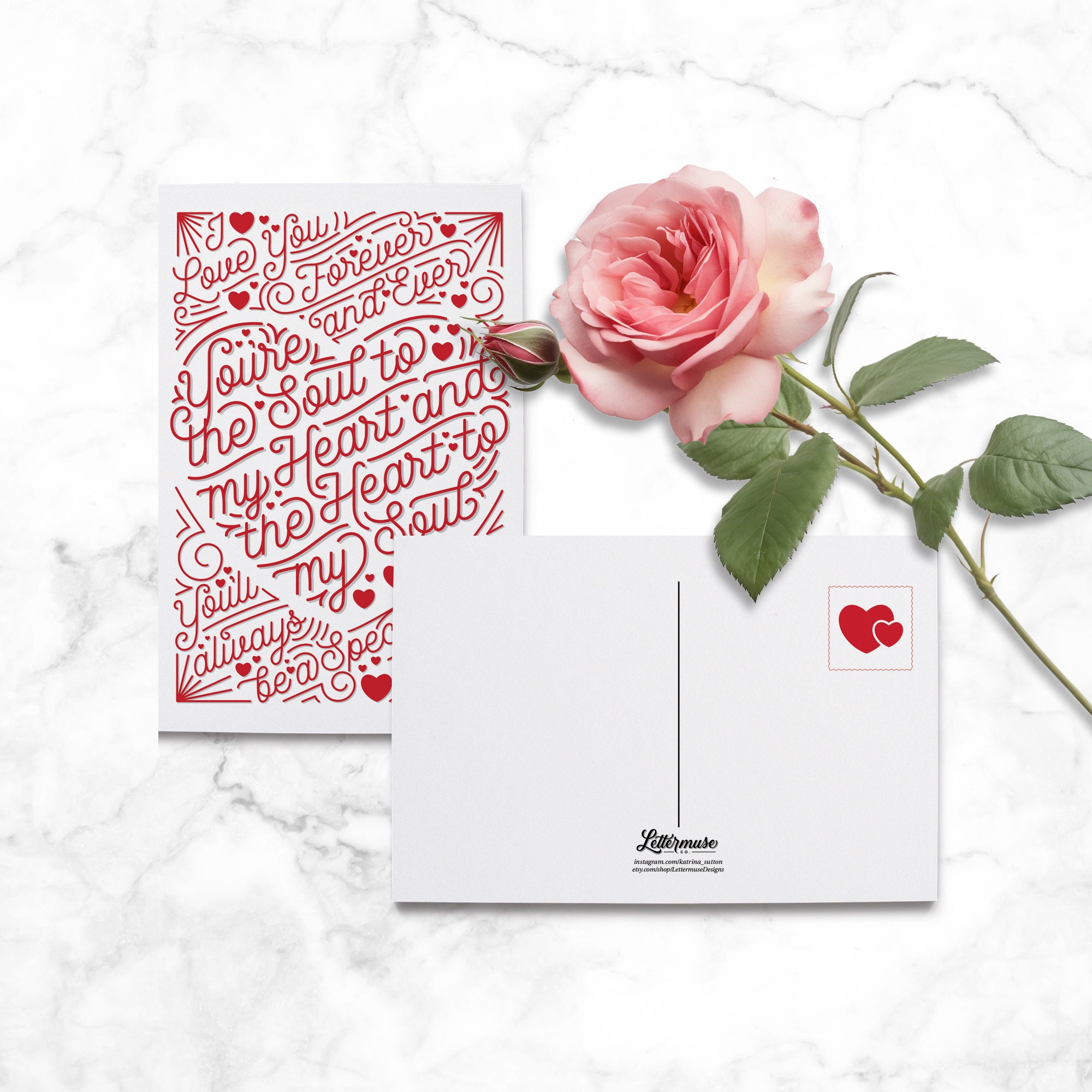 Printable Romantic Greeting Cards for Anniversaries & Valentine's Day, 'heartsoul' Version 1 ...