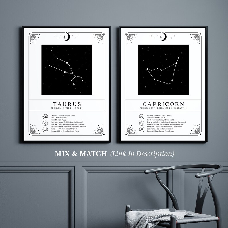 Taurus Zodiac Print Night Sky Printable Astrology Gifts for - Etsy