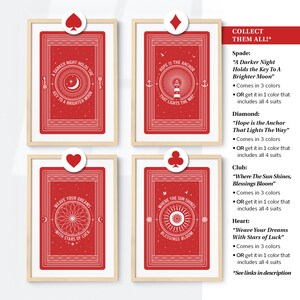 Set of 10 Red Playing Card Prints, Minimalist Wall Art, Clubs Ace Cards ...