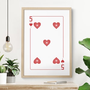 Set of 10 Red Playing Card Prints, Minimalist Wall Art, Hearts Ace ...