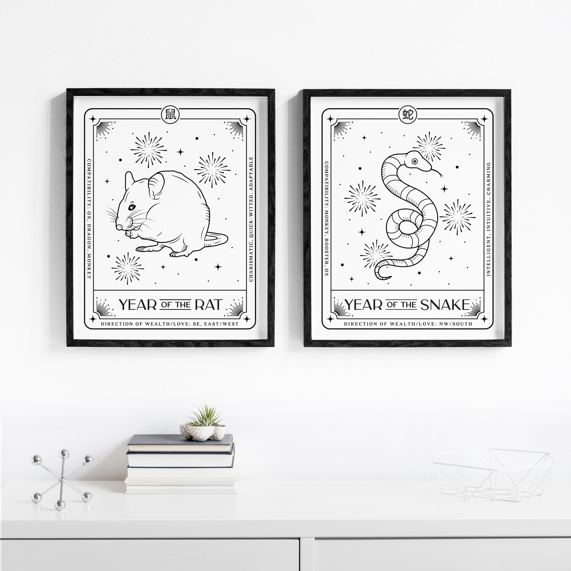 Year of the Rat Chinese Zodiac Tarot Card Art Print, Astrology ...