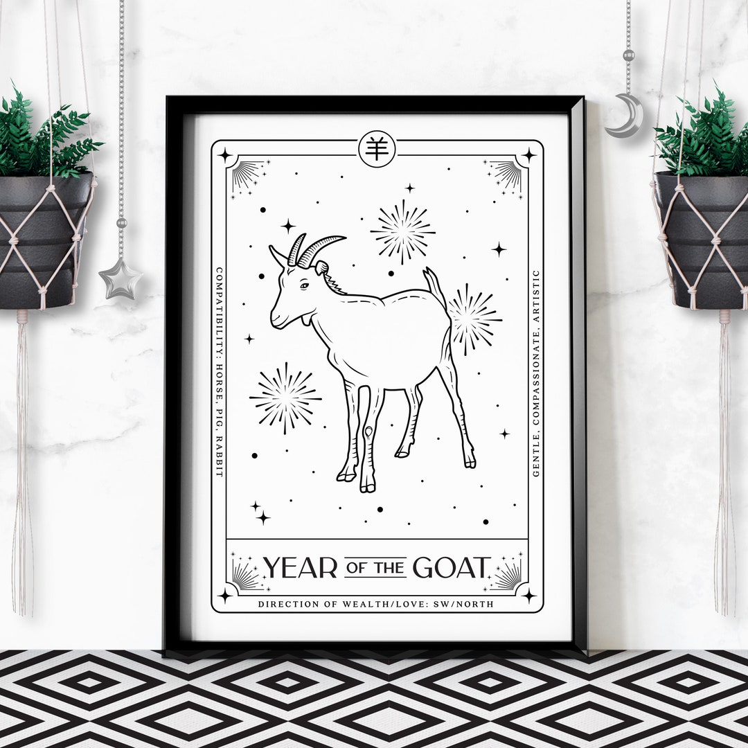 Year of the Goat Chinese Zodiac Tarot Card Art Print, Astrology ...