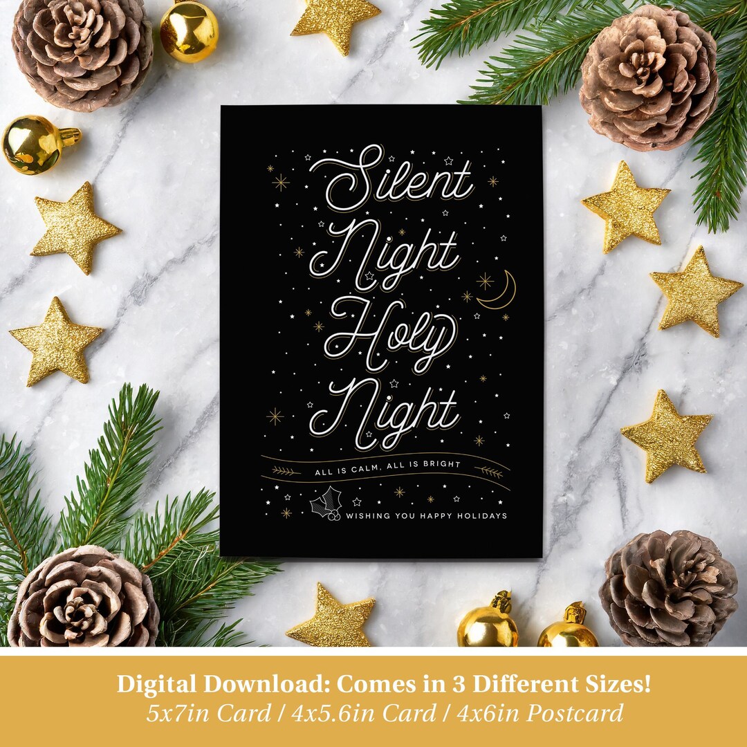 Printable Christmas Cards & Postcard – Silent Night Holiday ...