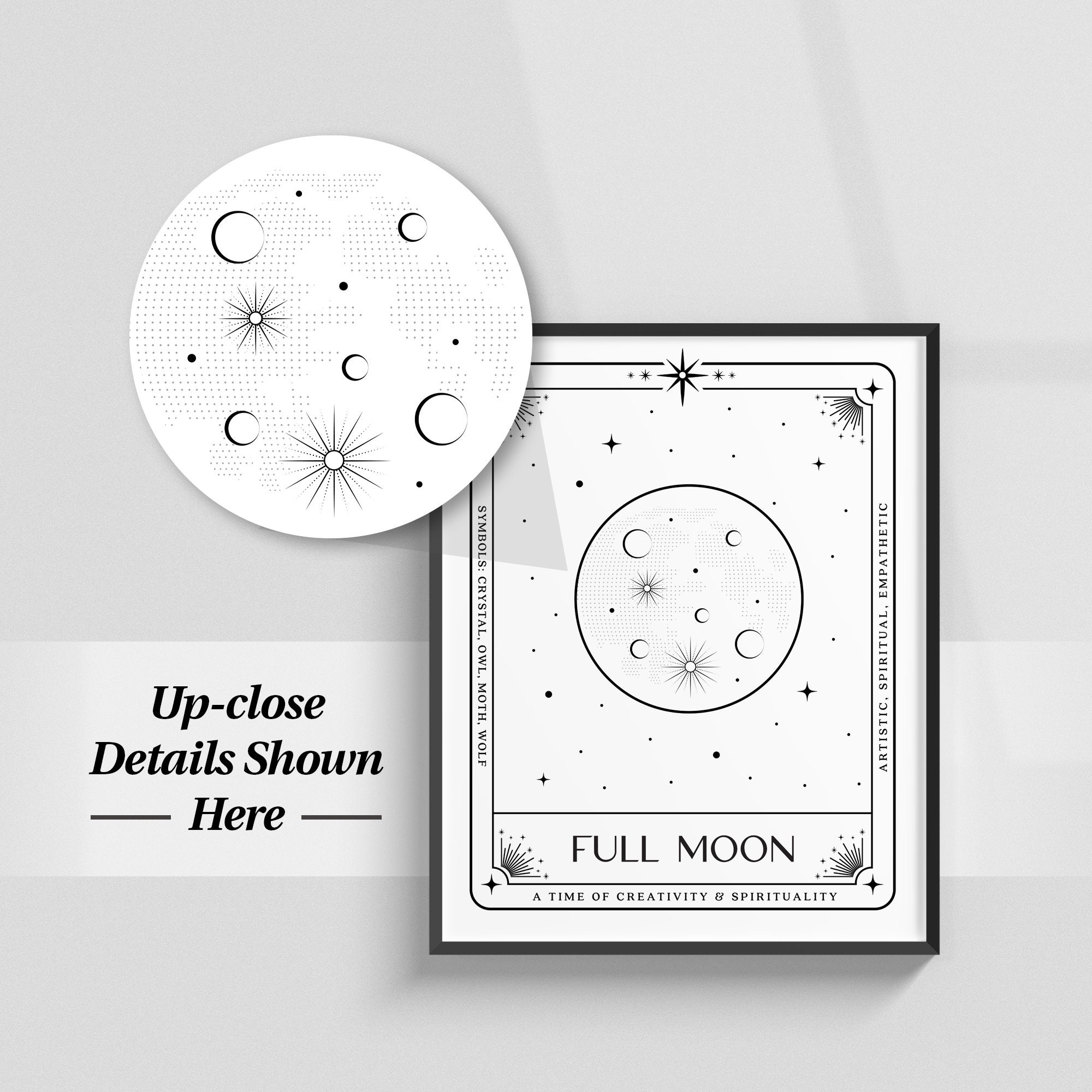 Full Moon Tarot Card Art Print Night Sky Printable Celestial - Etsy
