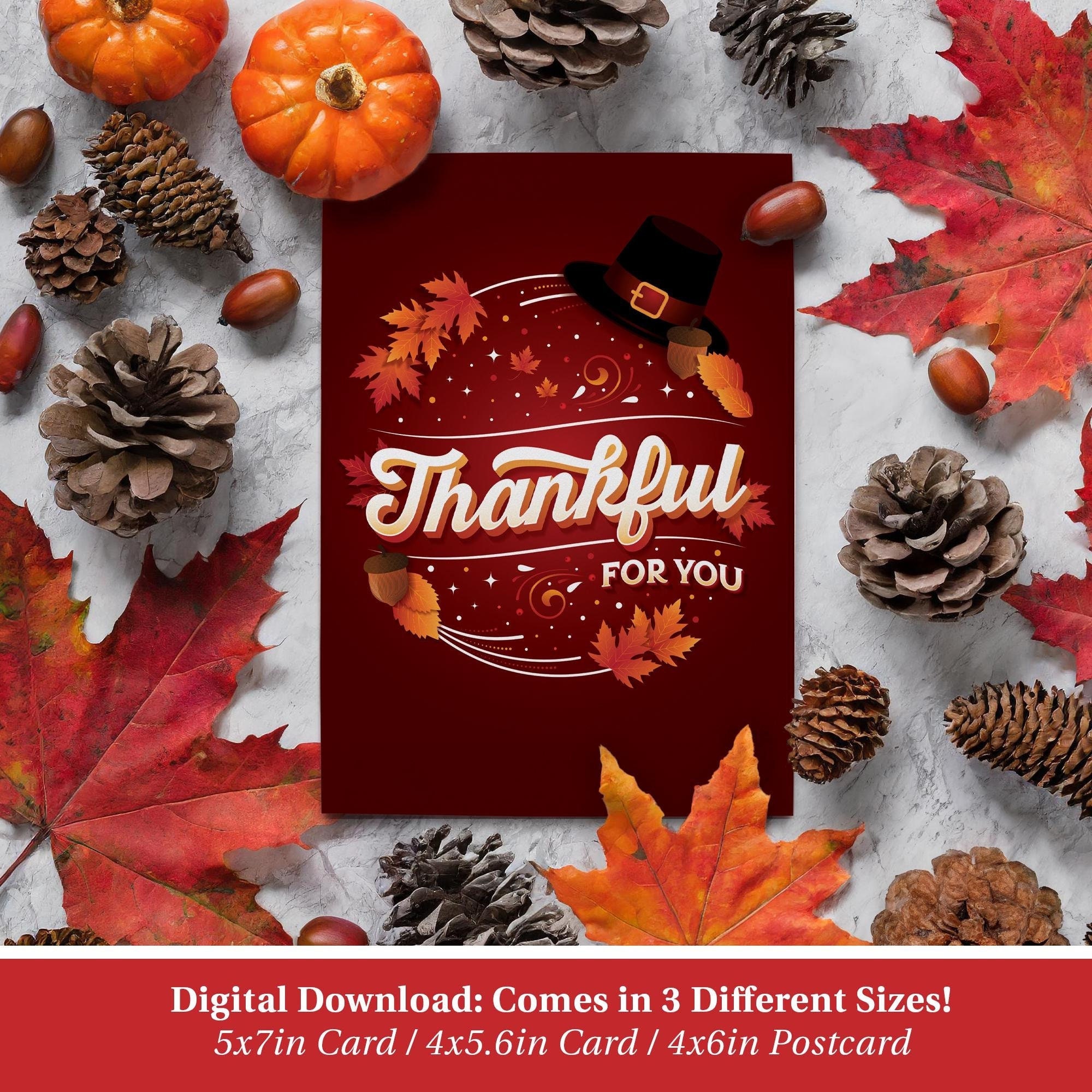 Printable Thanksgiving Cards Set – ‘thankful for You’ Holiday ...