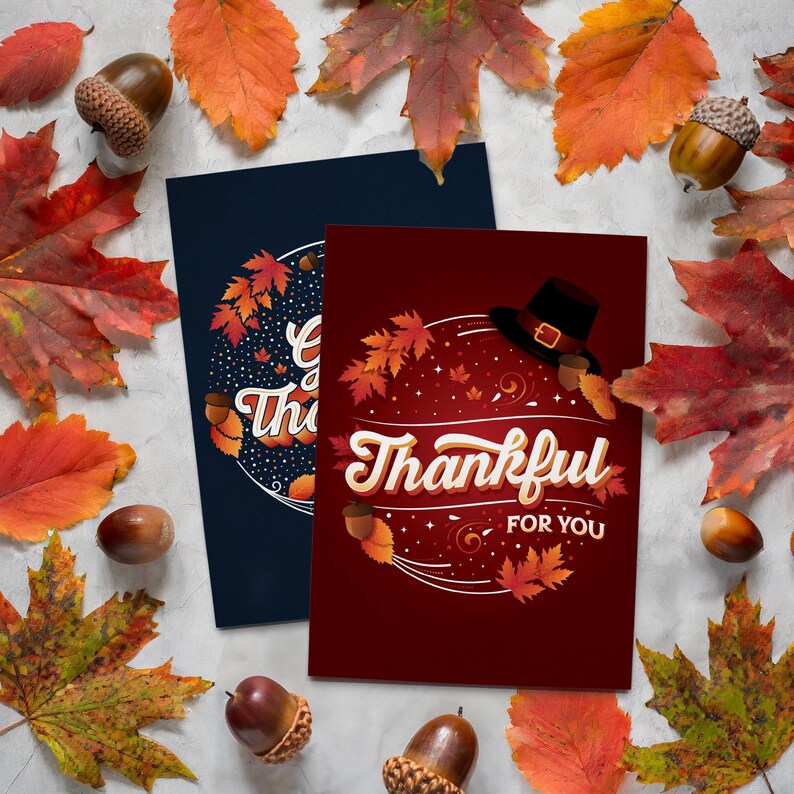 Printable Thanksgiving Cards Set – ‘thankful for You’ Holiday ...