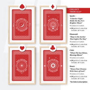 Set of 10 Red Playing Card Prints, Minimalist Wall Art, Hearts Ace ...