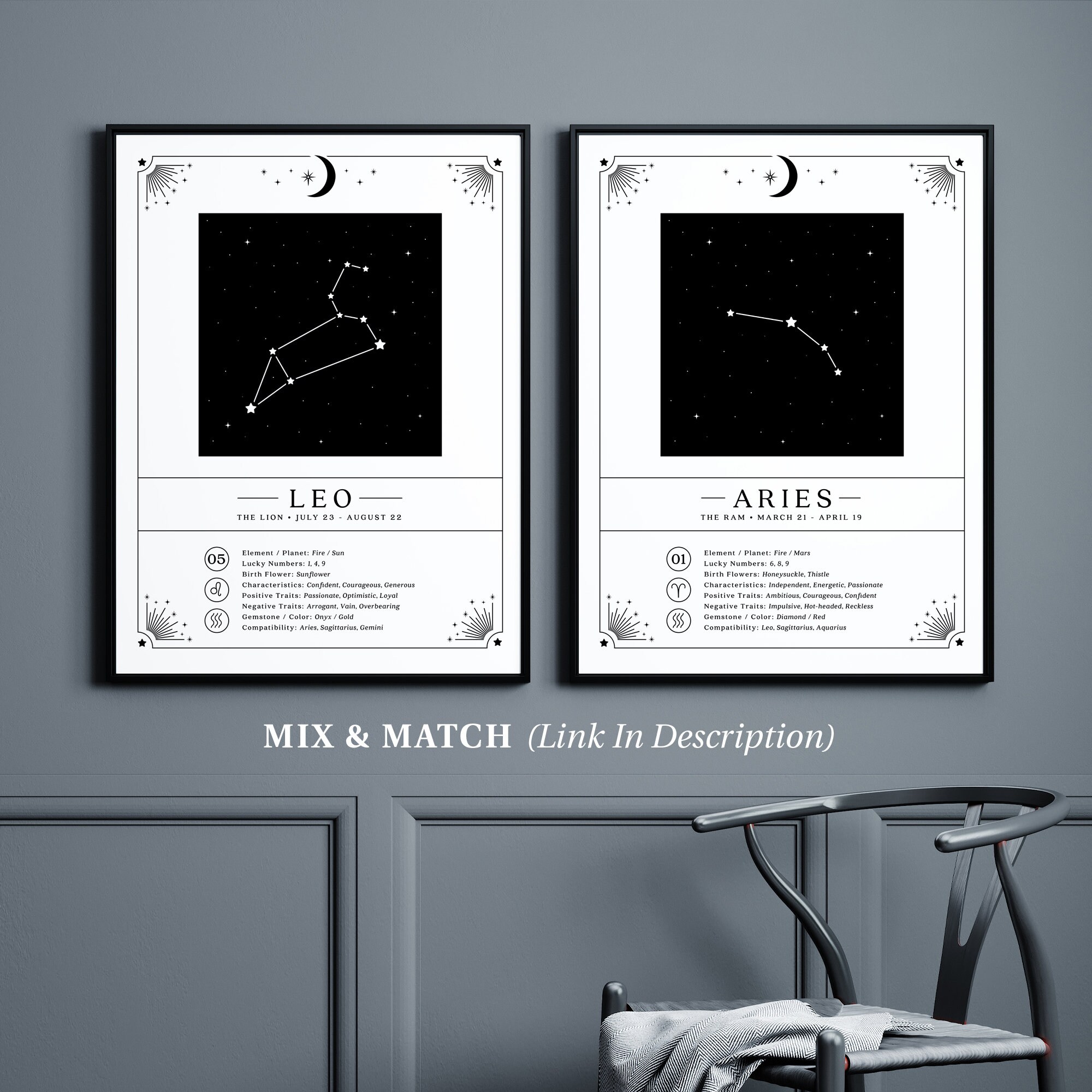 Leo Zodiac Print, Night Sky Printable Astrology Gifts for Horoscope ...