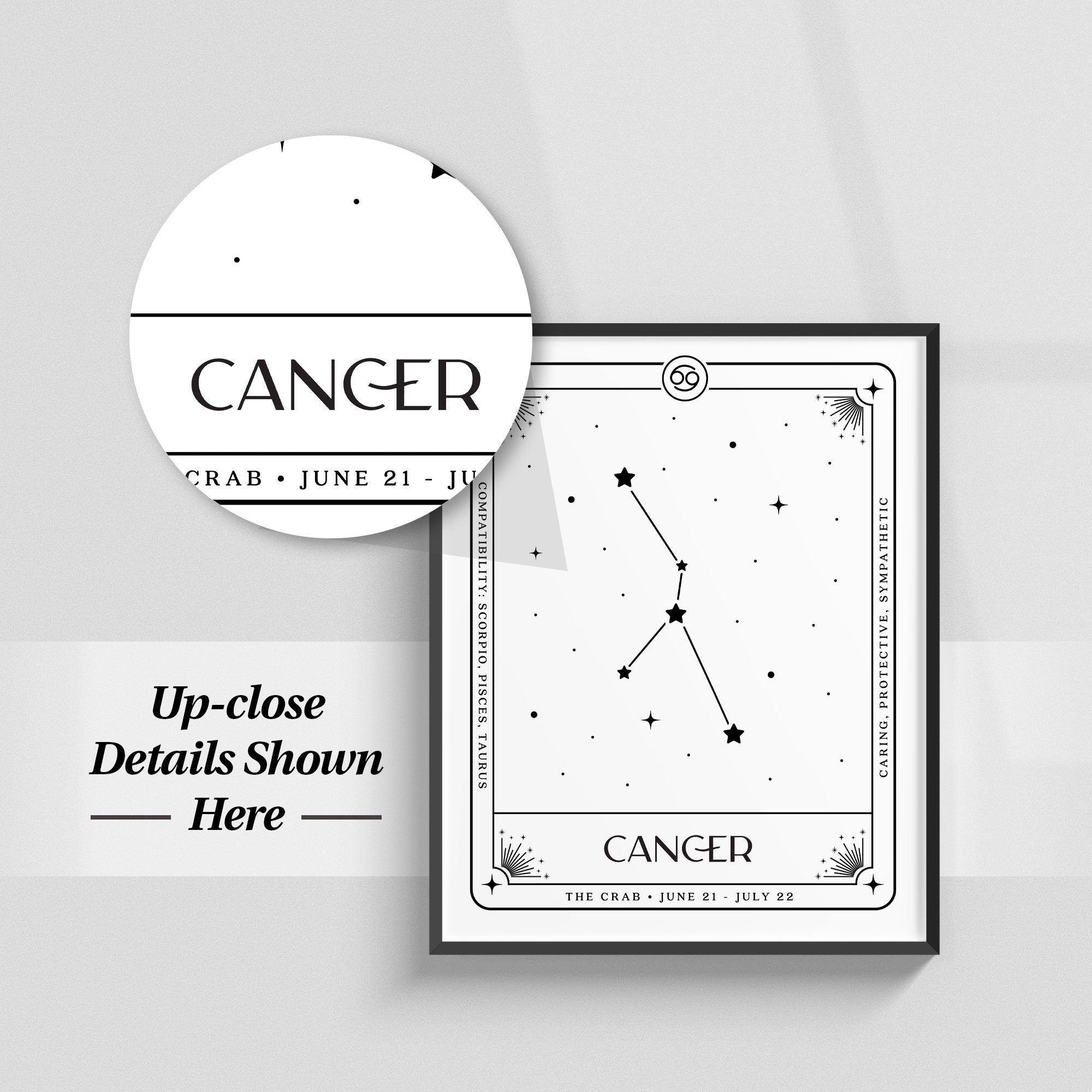 Cancer Zodiac Tarot Card Art Print, Astrology Horoscope, Celestial ...