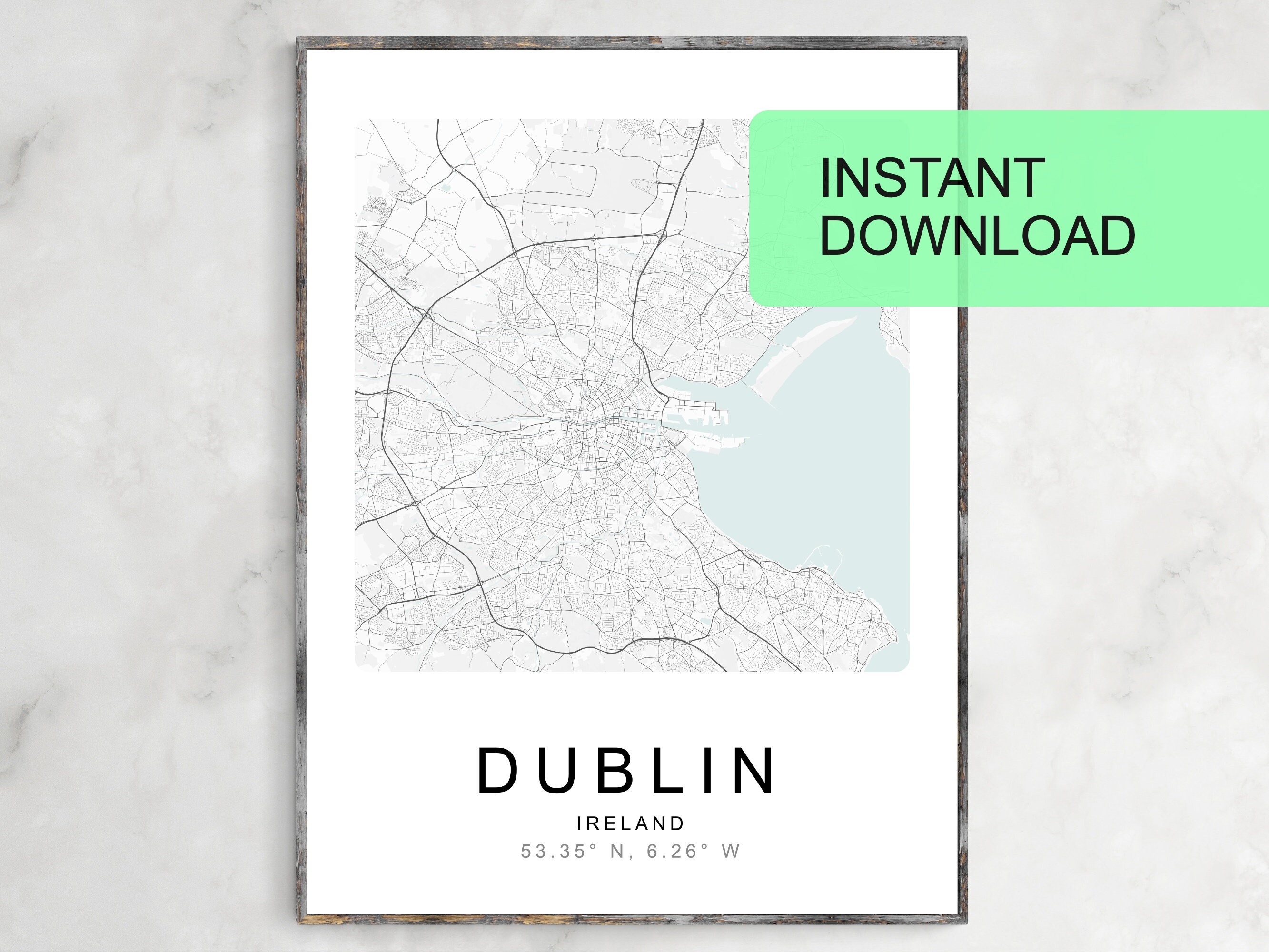 Map of Dublin Ireland, Instant Download Art Print, Anniversary Gift ...