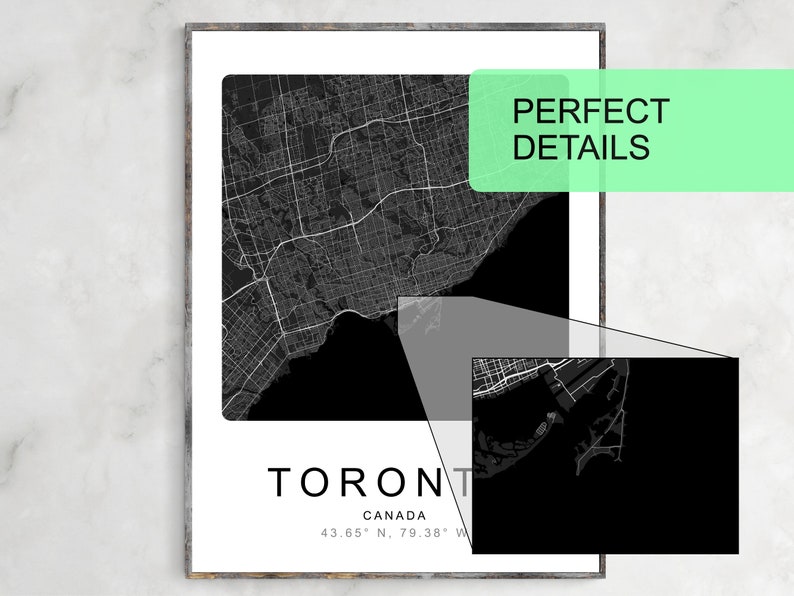 Map of Toronto, Canada, Art Prints, Printable Wall Art, Personalized ...