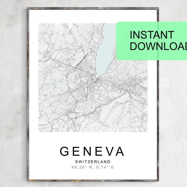 Printable Map of Geneva - Etsy