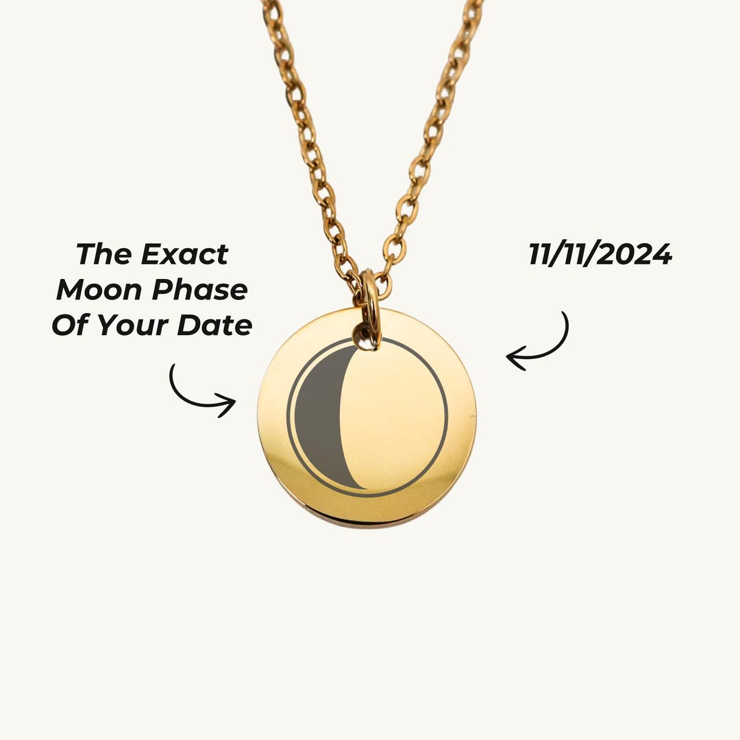 Custom Moon Phase Necklace, Personalized Engraved Moon Necklace, Moon ...