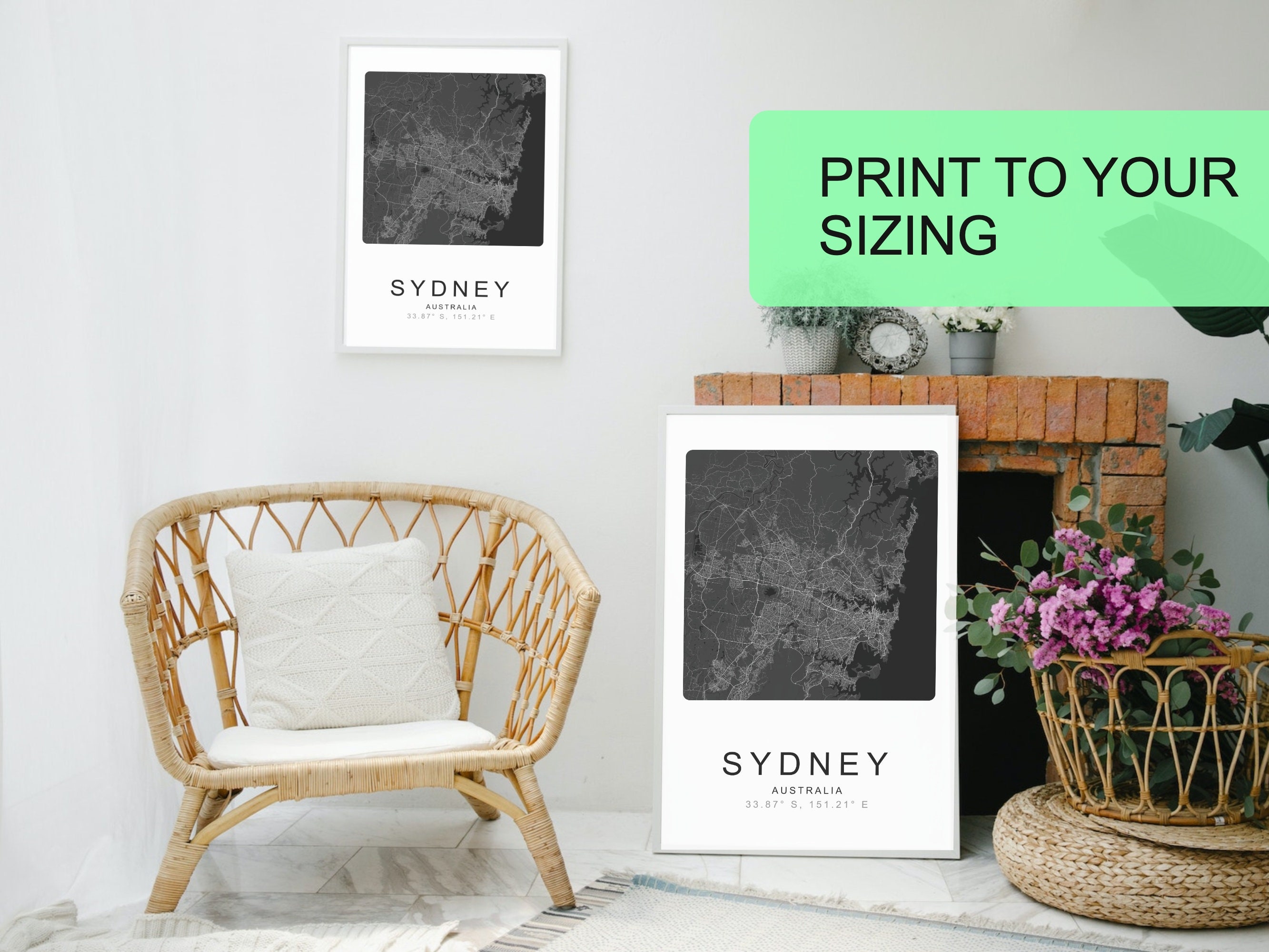 Map of Sydney, Australia, Digital Download, Digital Prints, Wall Art ...