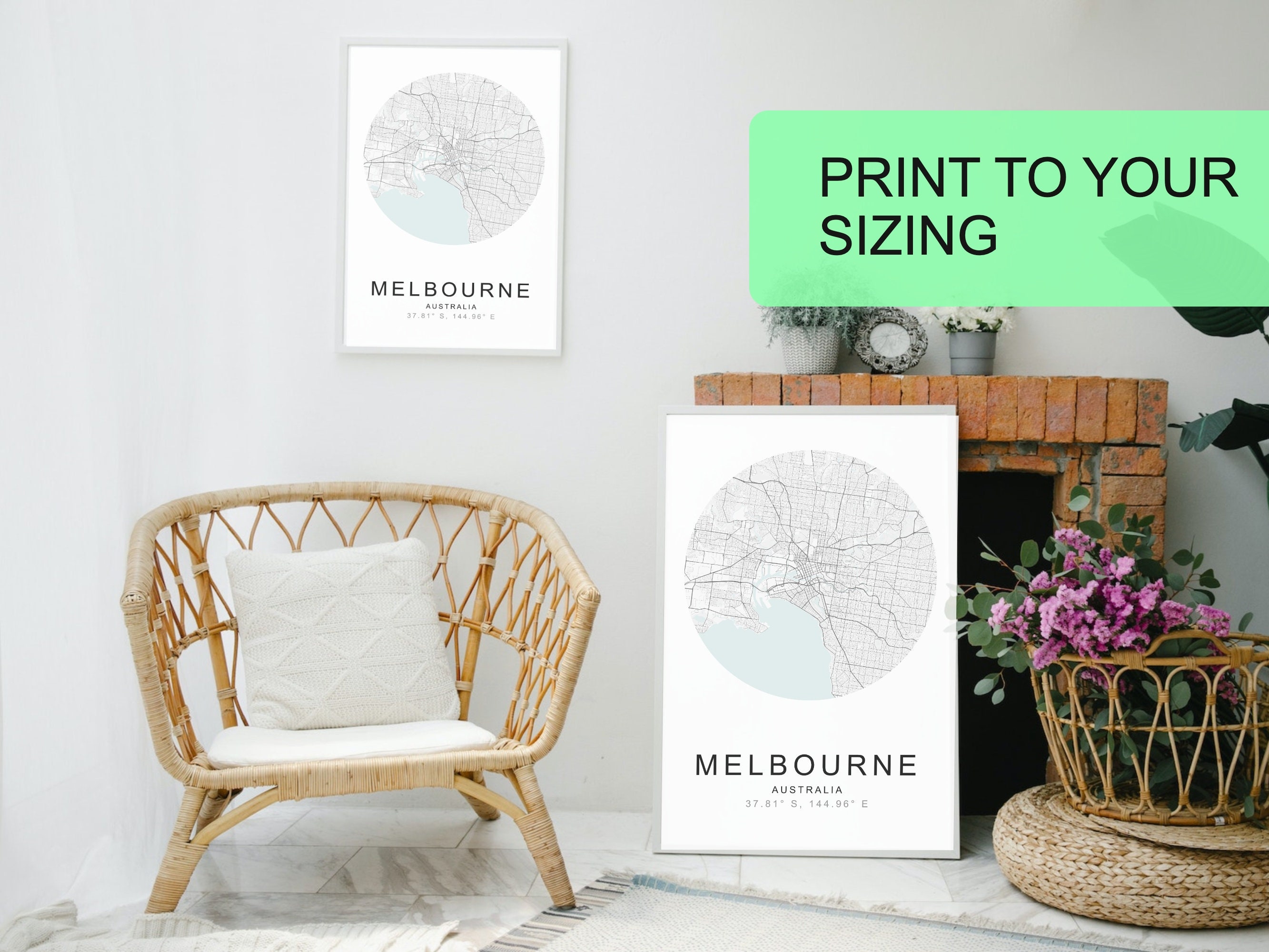 Map of Melbourne Australia, Printable Artwork, Anniversary Gift, City ...