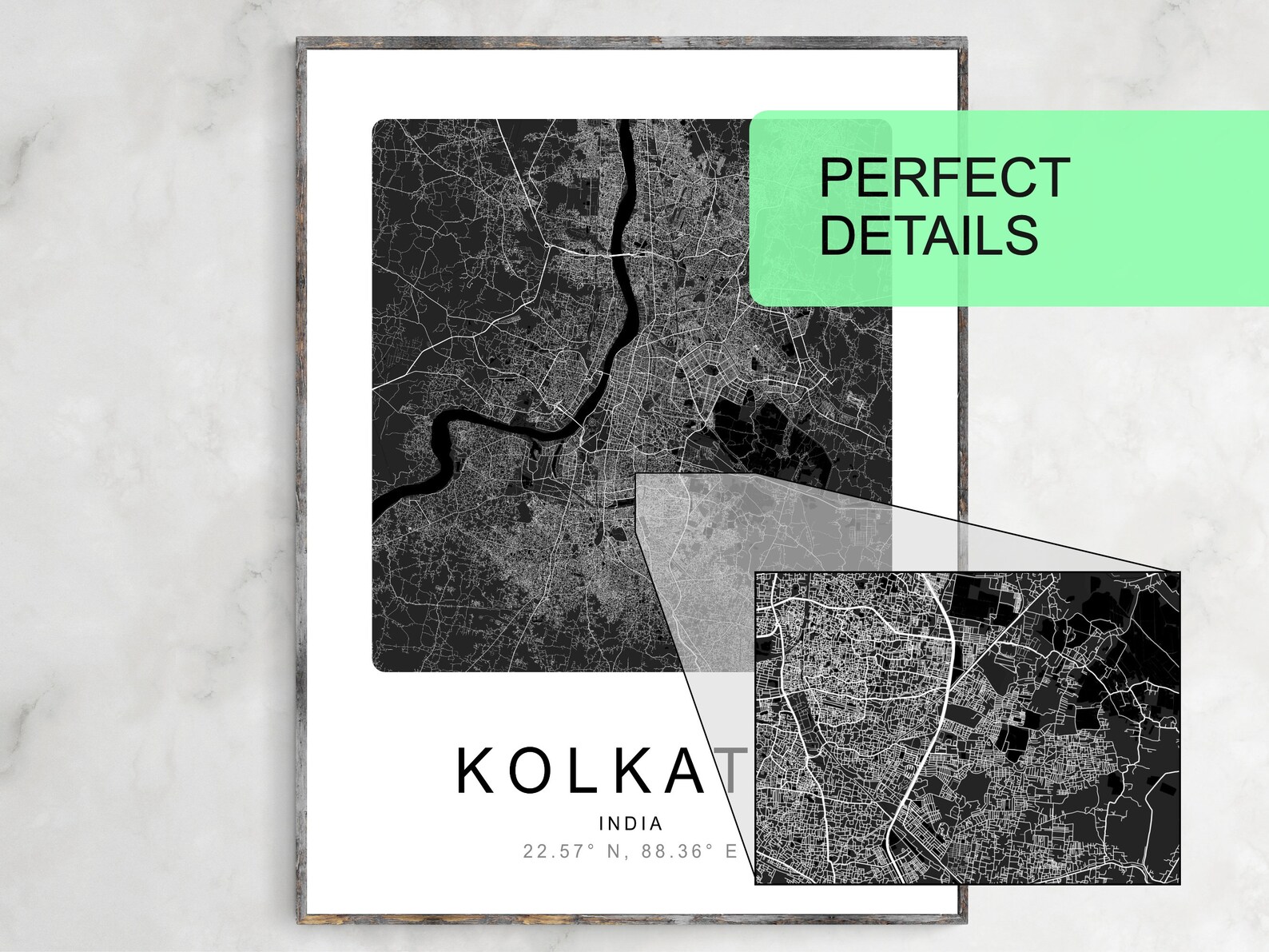 Map of Kolkata, India, Digital Download, Wall Art Set of 4, Art Prints ...