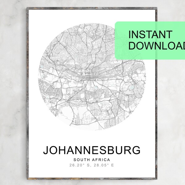 Printable Map of Johannesburg - Etsy