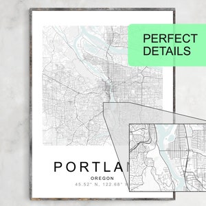 Map of Portland, Oregon, Printable Wall Art, Art Prints, Home Office ...