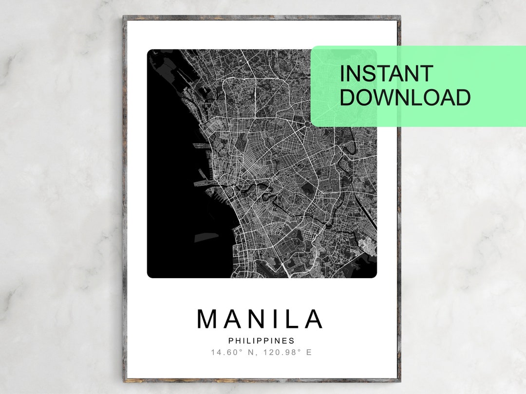 Map of Manila, Philippines, Digital Prints, Printable, Office ...