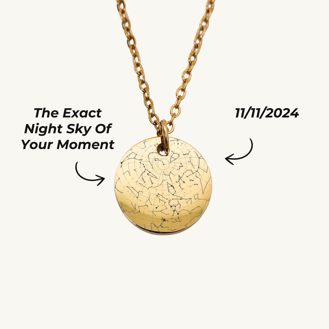 Custom Star Map Necklace, Personalized Engraved Night Sky Necklace ...