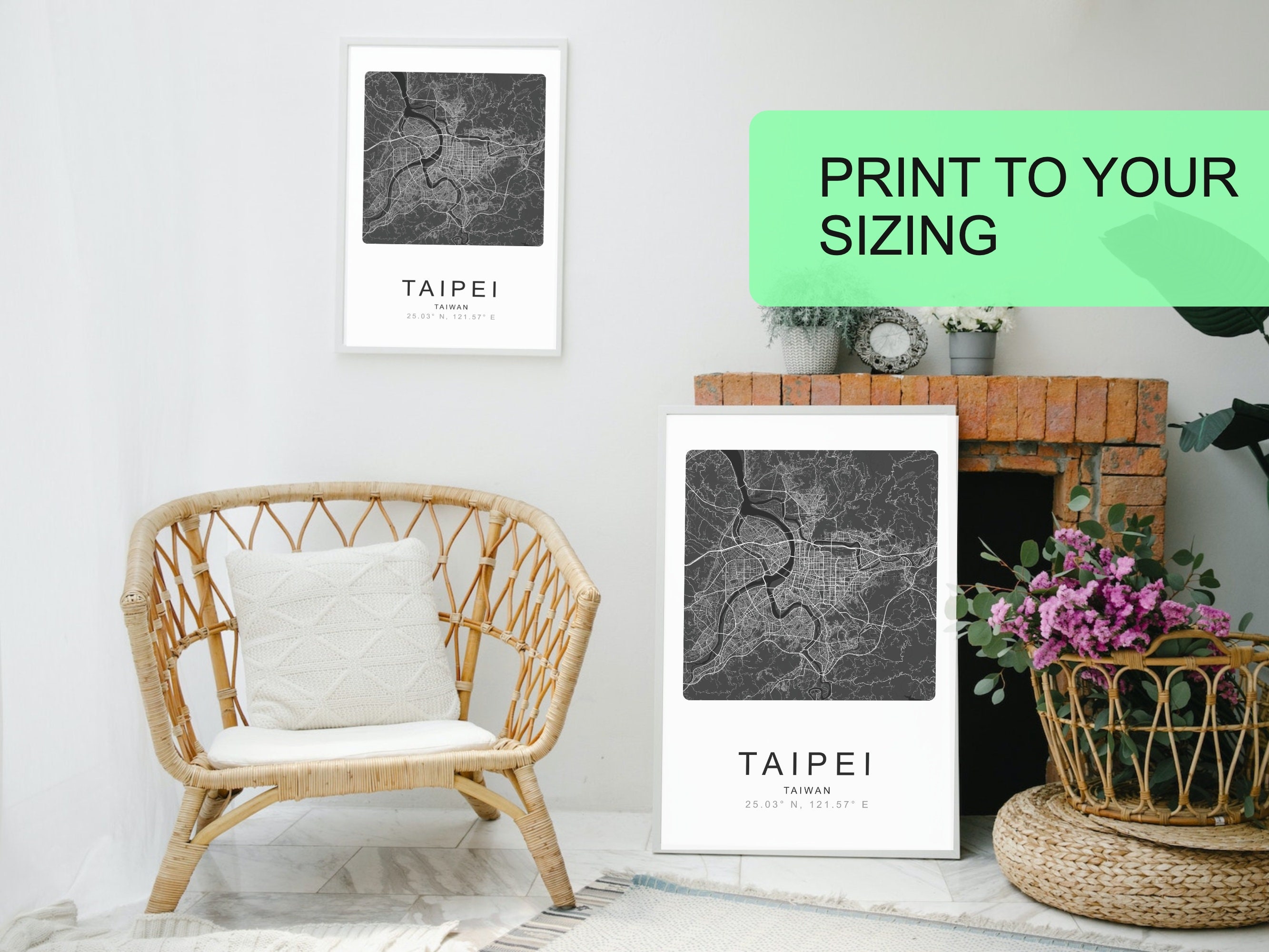 Map of Taipei, Taiwan, Digital Prints, Printable Wall Art, Personalized ...