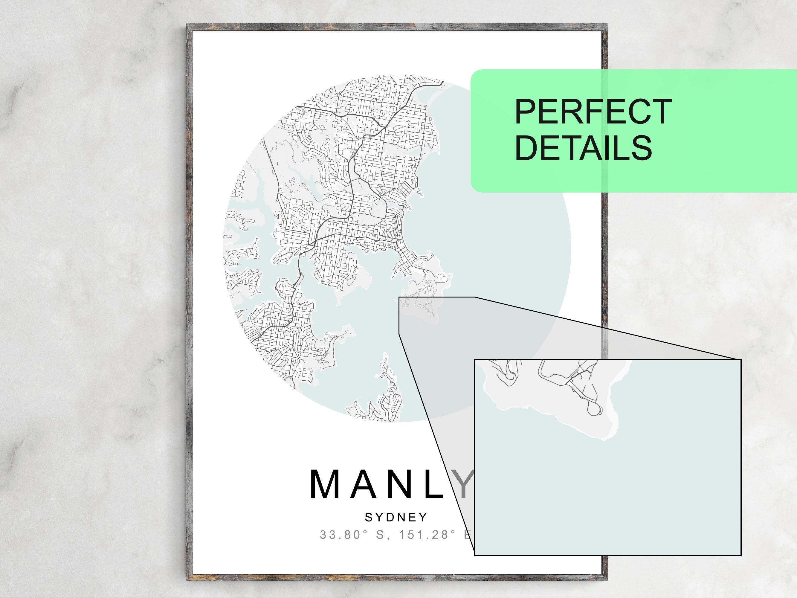 Map of Manly, Sydney, Digital Prints, Art Prints, Custom Map, Home ...