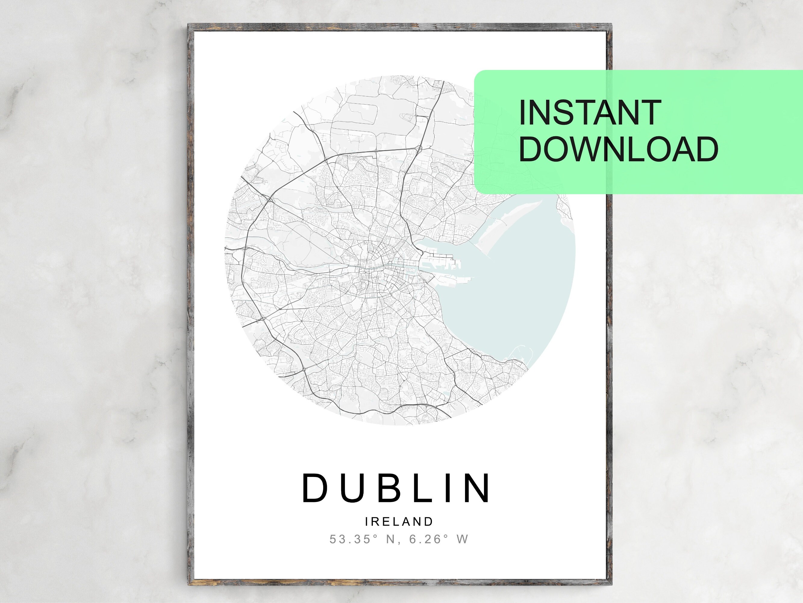 Map of Dublin Ireland Printable Wall Art Instant Download - Etsy
