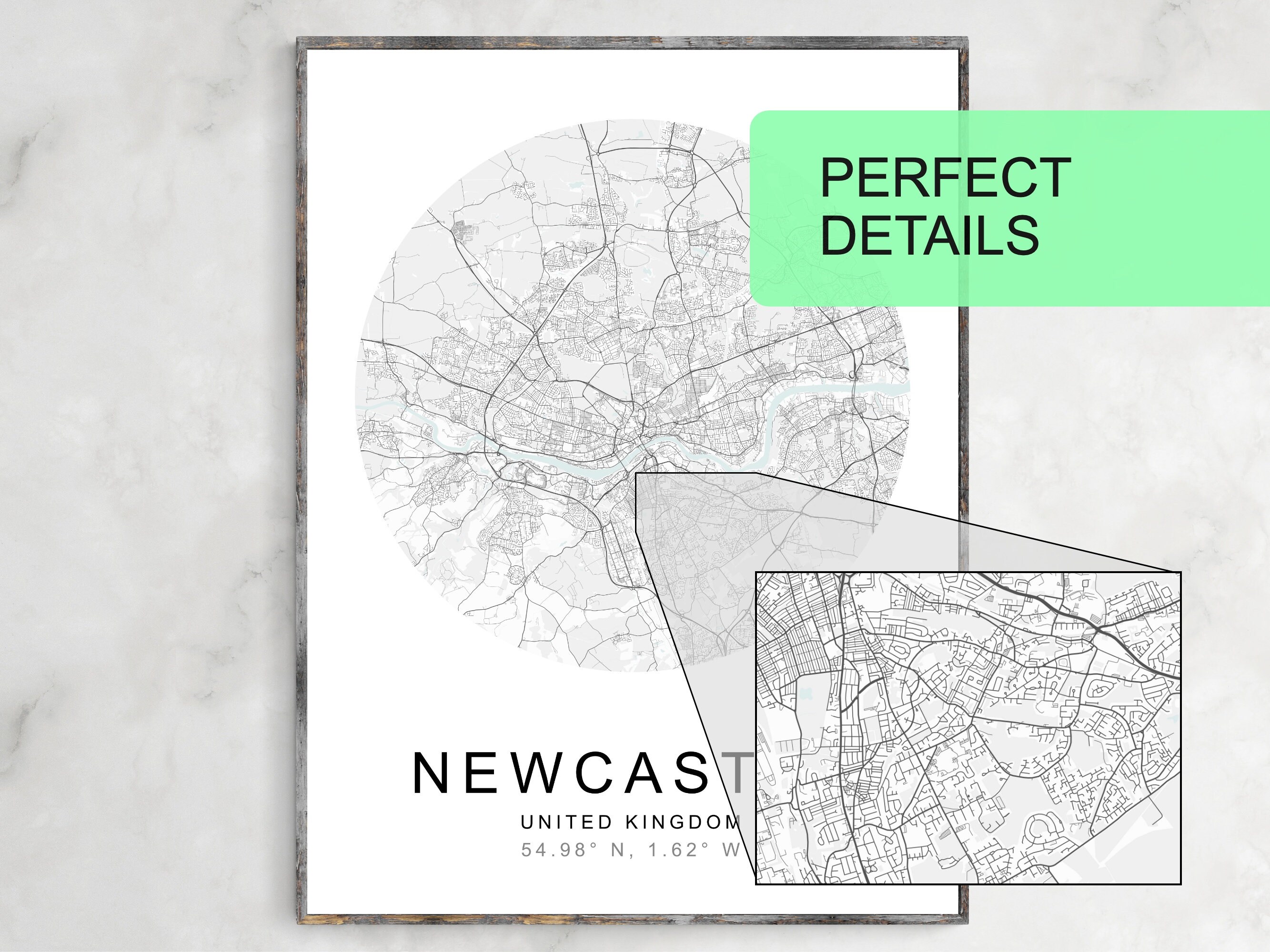 Map of Newcastle, United Kingdom, Art Prints, Printable Wall Art, Wall ...