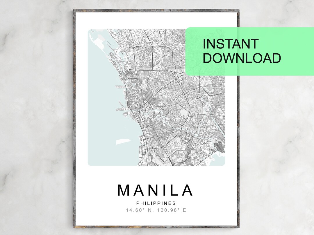 Map of Manila Philippines Art Prints Printable Wall Art - Etsy