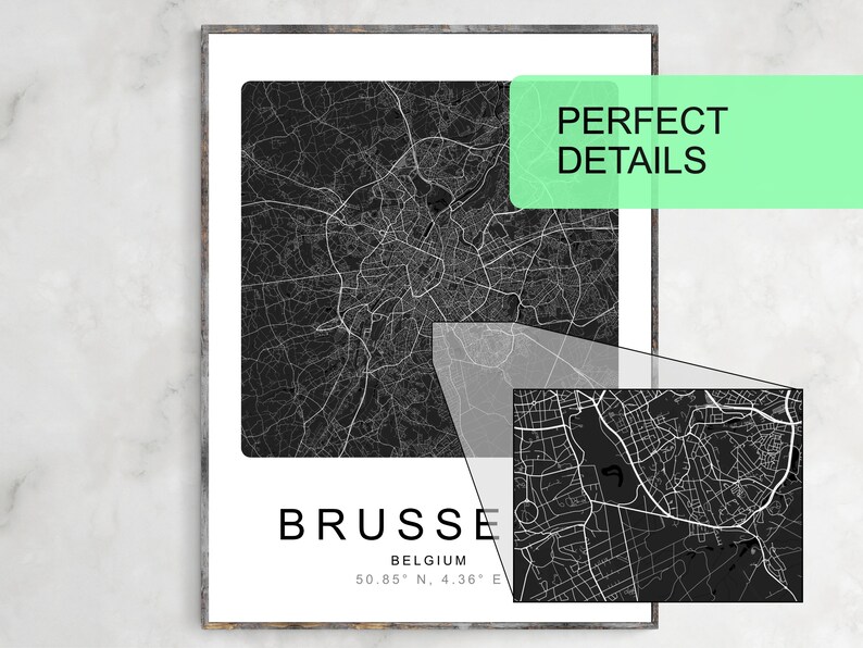 Map of Brussels Belgium Printable Art Prints Personalized - Etsy