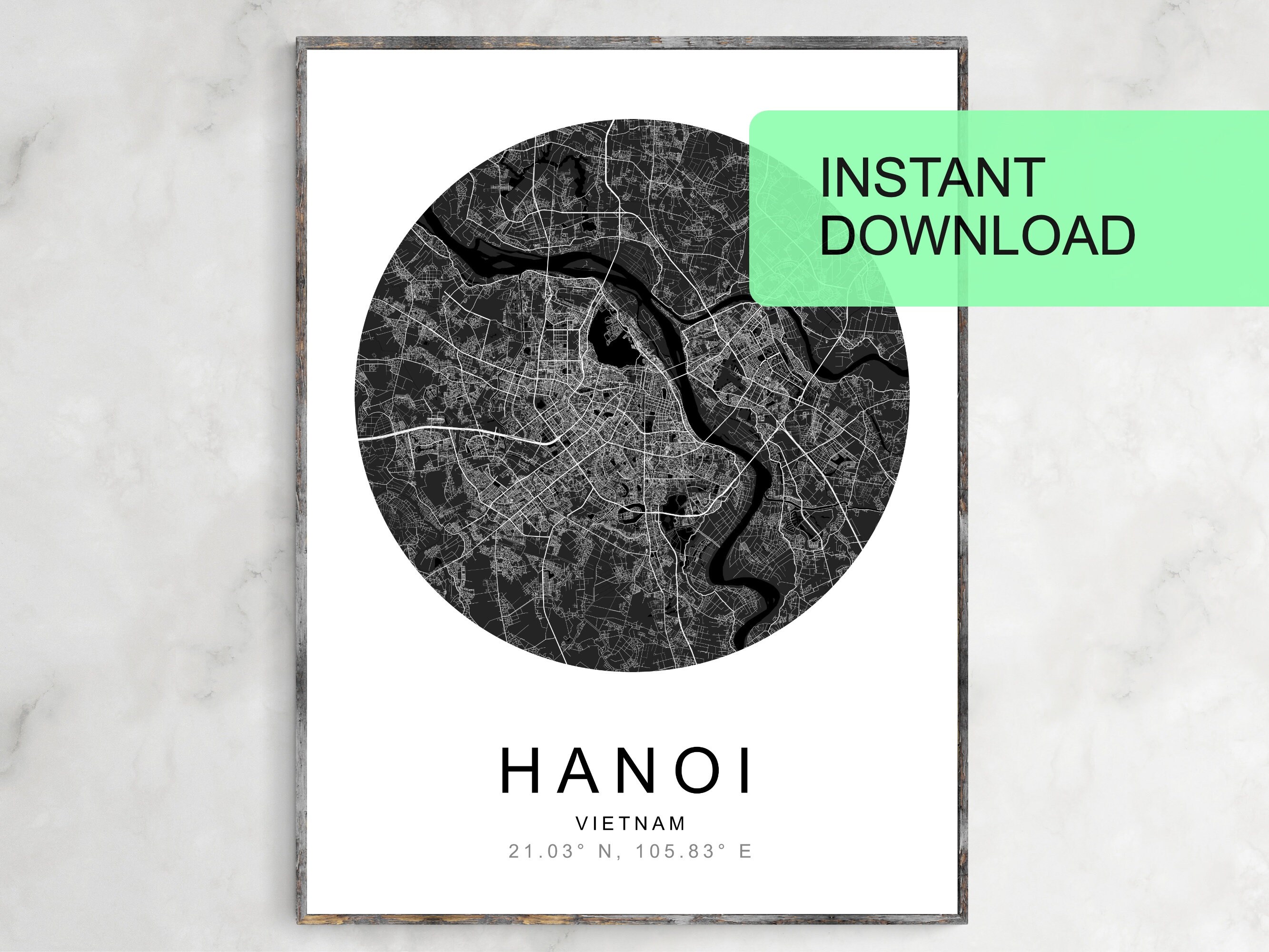 Map of Hanoi, Vietnam, Digital Download, Digital Prints, Personalized ...