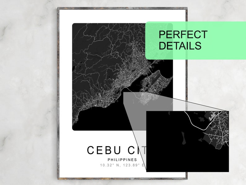Map of Cebu City, Philippines, Digital Download, Wall Art Set of 4, Art ...