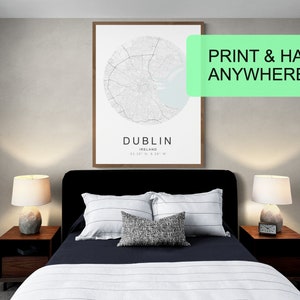 Map of Dublin Ireland, Printable Wall Art, Instant Download Art Print, City Map, Personalized ...