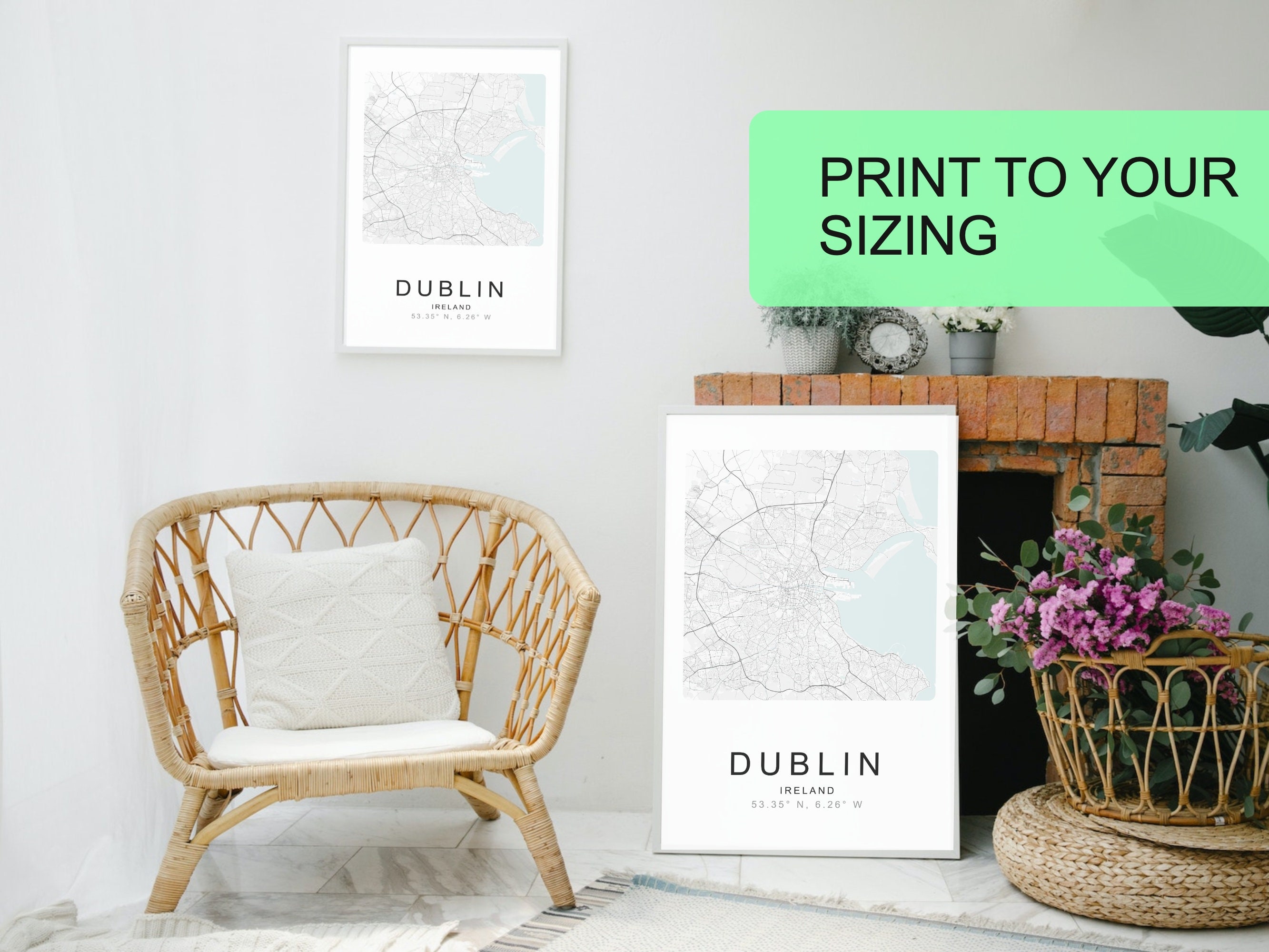 Map of Dublin Ireland, Instant Download Art Print, Anniversary Gift ...