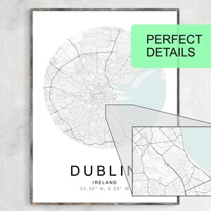 Map of Dublin Ireland, Printable Wall Art, Instant Download Art Print, City Map, Personalized ...