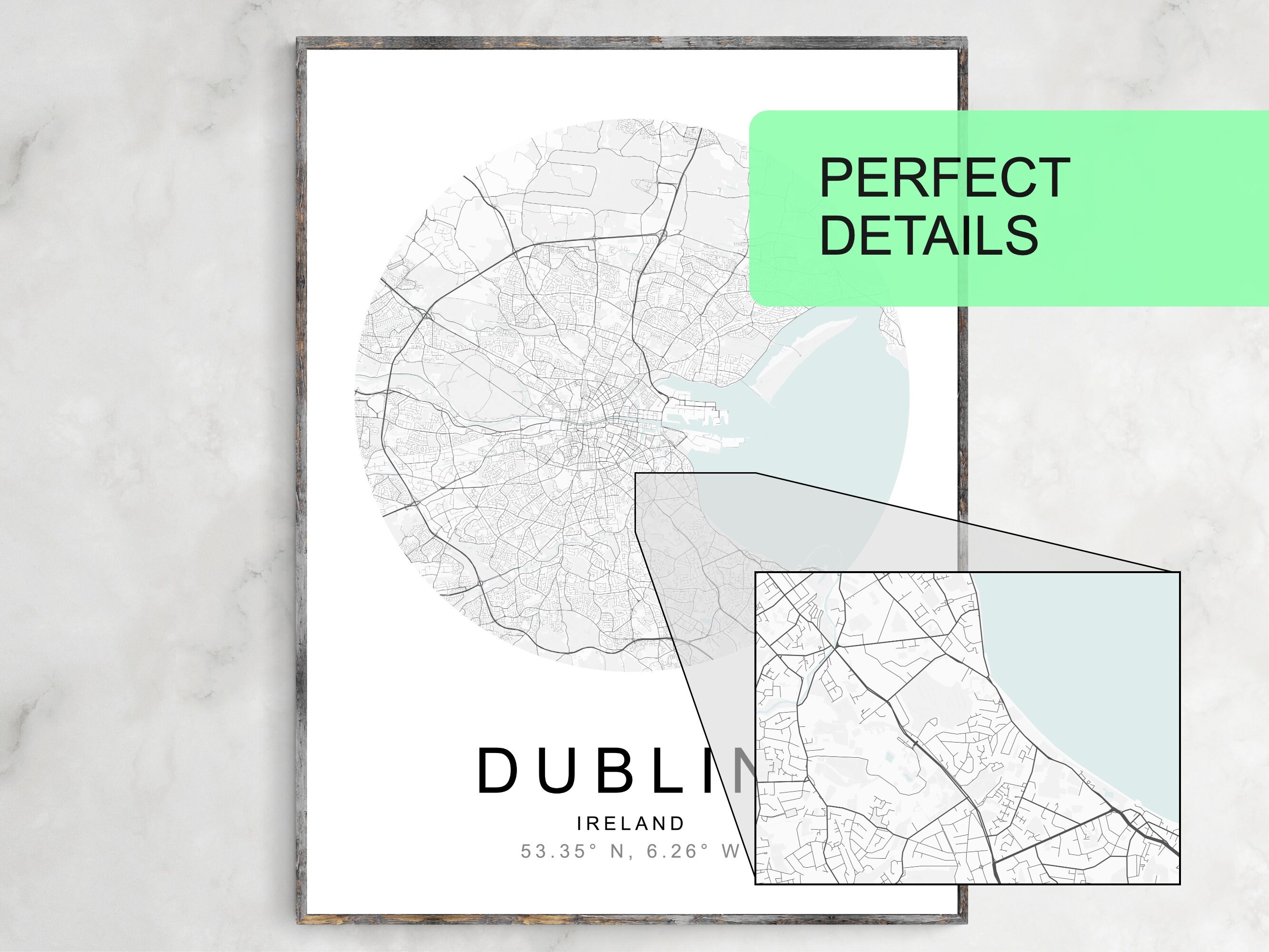 Map of Dublin Ireland Printable Wall Art Instant Download - Etsy