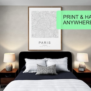 Map of Paris, France, Printable Wall Art, Digital Prints, Wall Art ...
