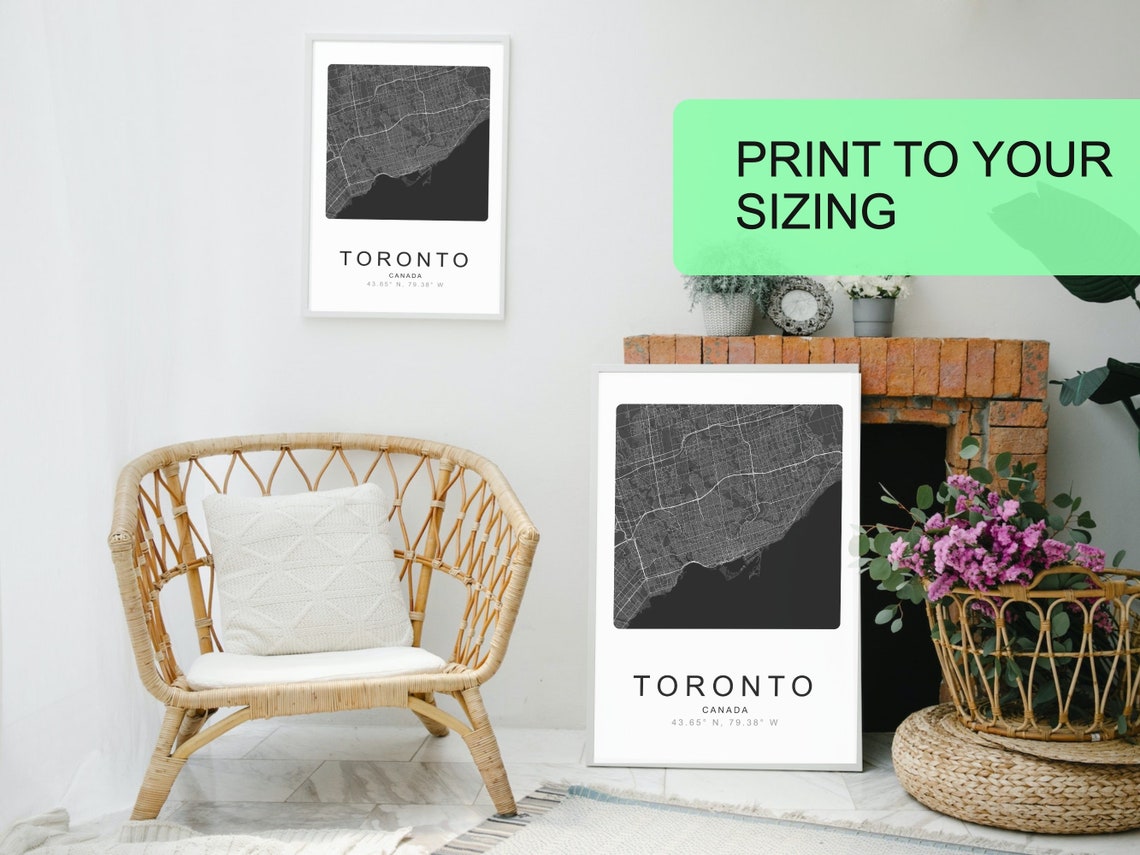 Map of Toronto, Canada, Art Prints, Printable Wall Art, Personalized ...