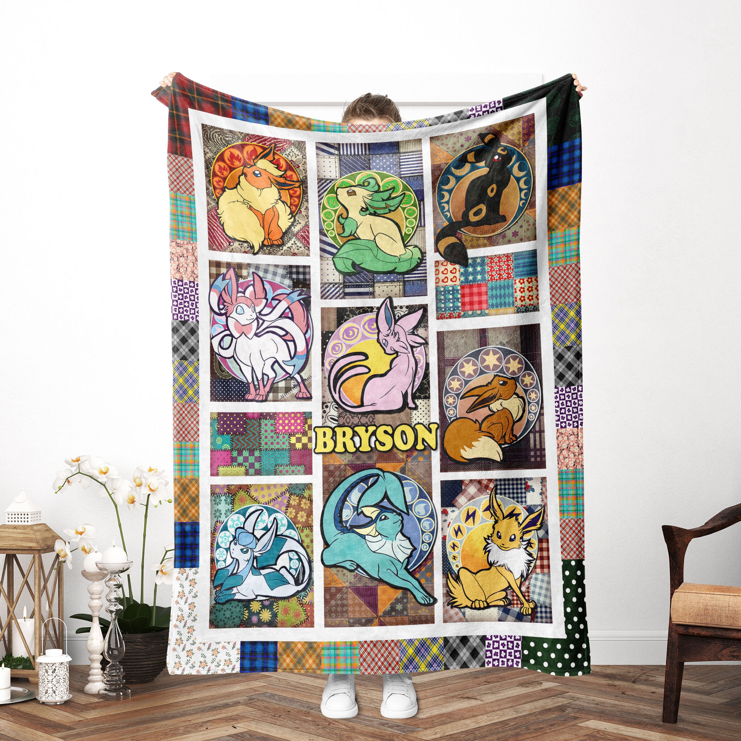 Personalized Pk Eevee Evolutions Blanket Custom Name Etsy