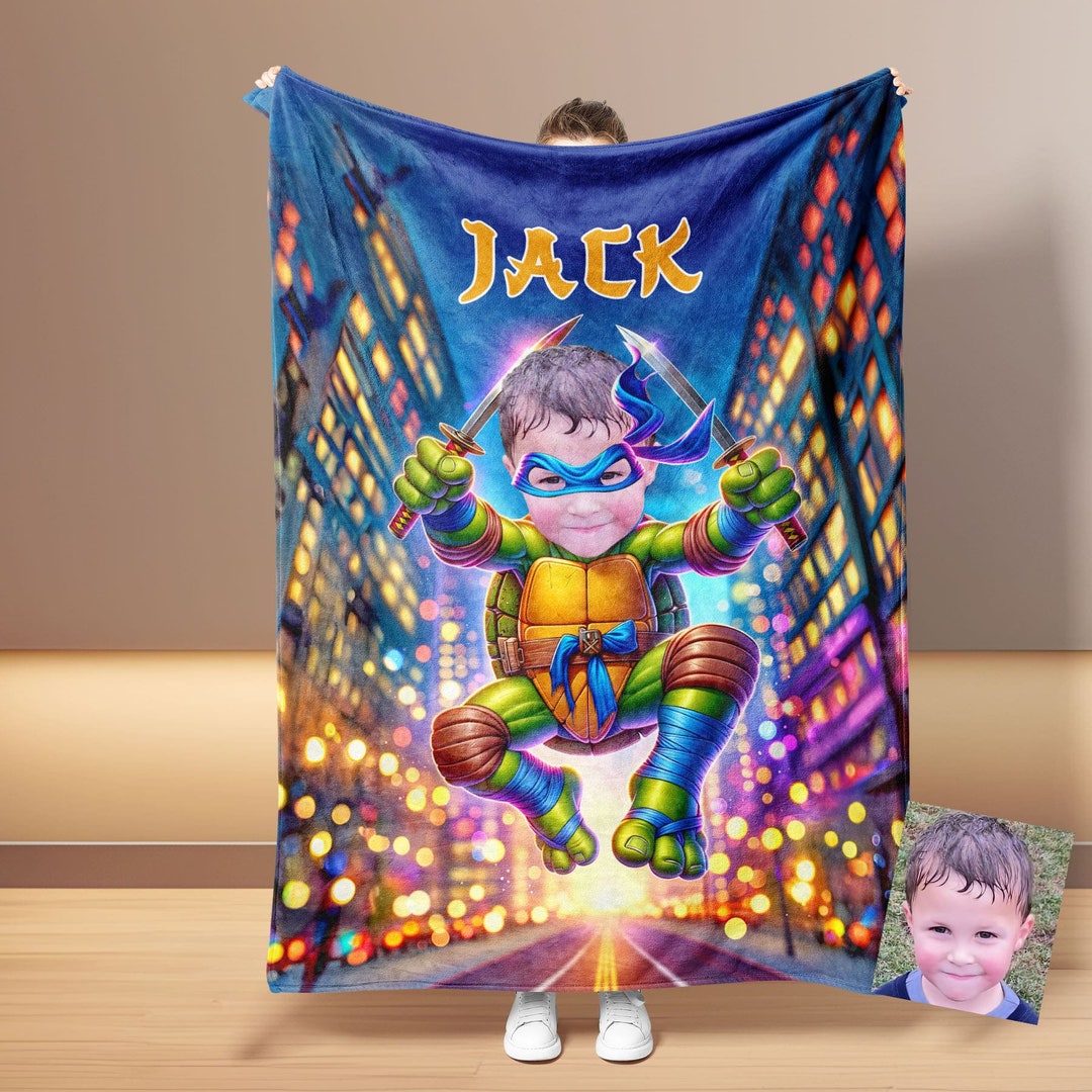 USA MADE Custom Blankets Personalized Ninja Boy Blanket Blue Bandana ...