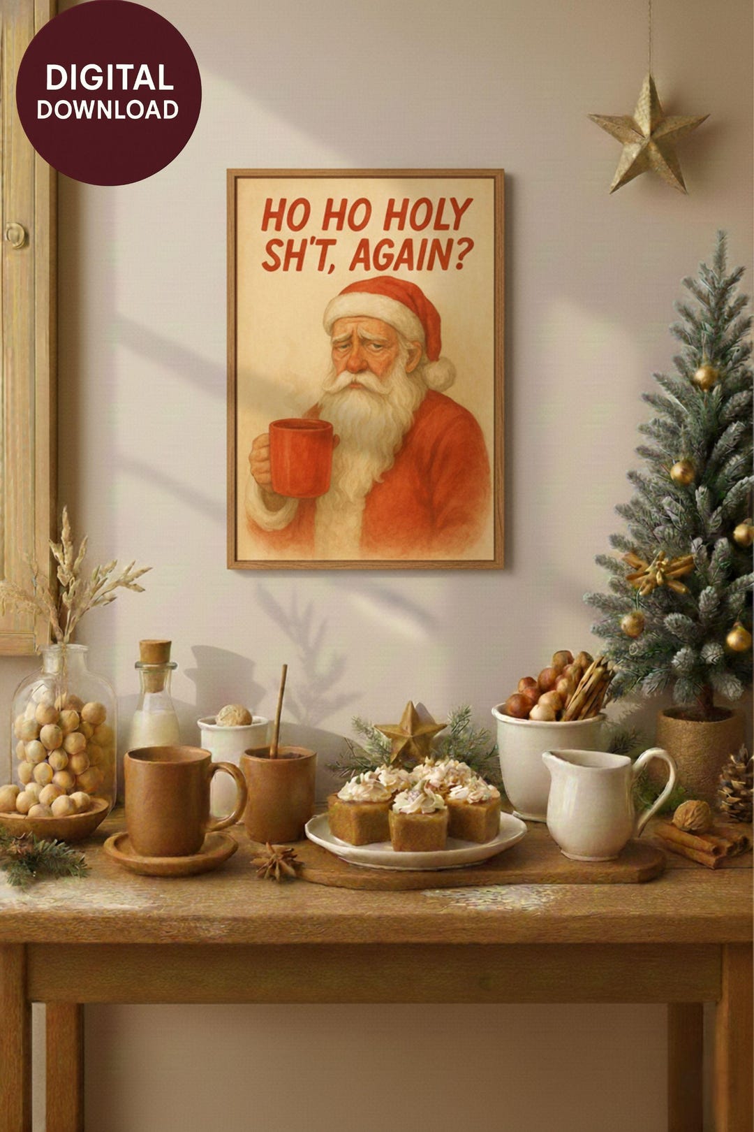 Funny Christmas Poster, Adult Humor Holiday Wall Art, Sarcastic ...