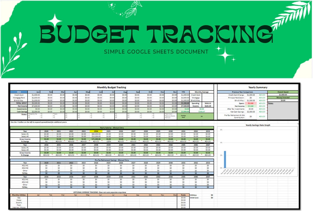 Simple Google Sheets Budget Template | Savings Rate Tracker | Net Worth ...
