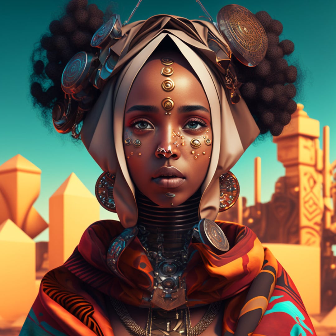 Vibrant Afrofuturism Ethiopian Queen Wall Art - Etsy