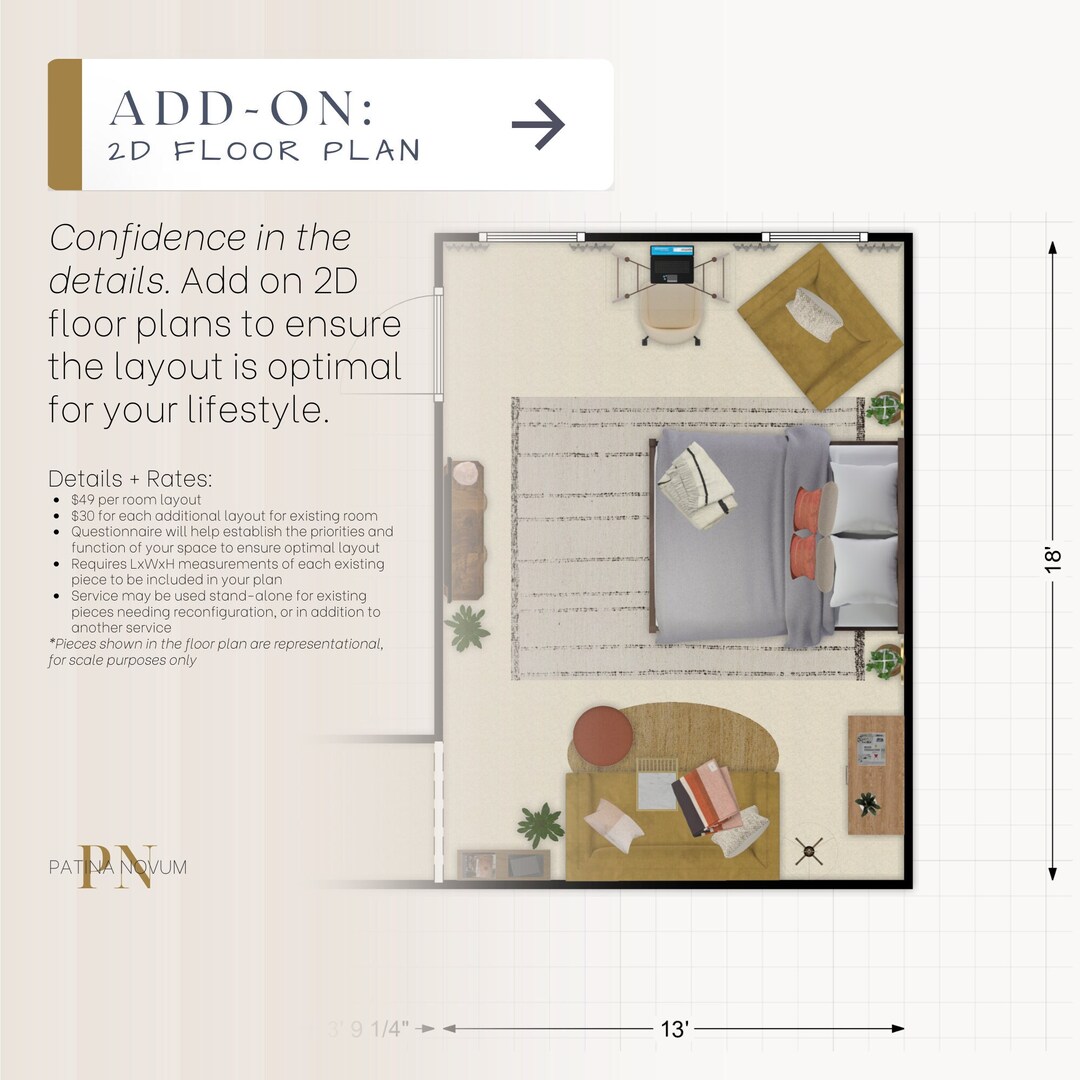Add-on Service Custom 2D Floorplan E-design 2D Room - Etsy