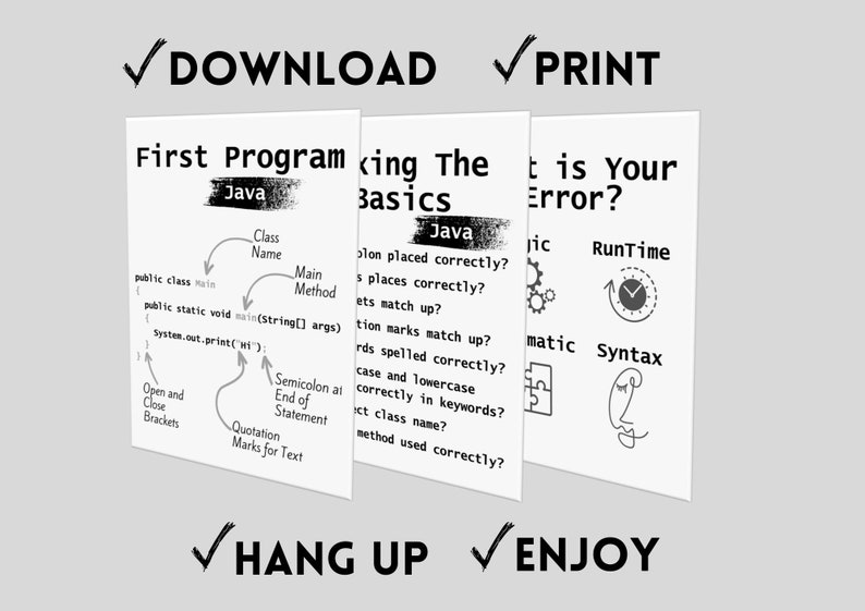 Printable Code Basics Posters Errors and Introduction to Programming - Etsy