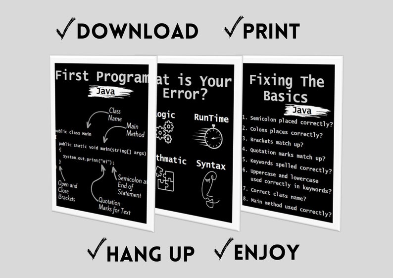 Printable Code Basics Posters Errors and Introduction to Programming - Etsy