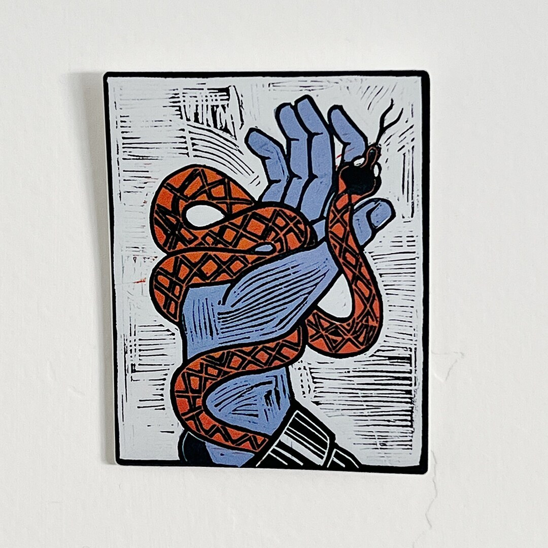Snake Linocut Sticker - Etsy